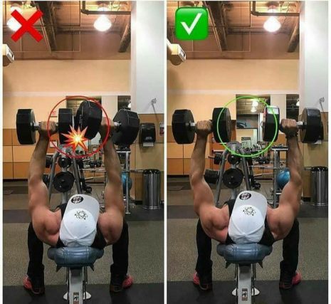 dumbbell position with bench press