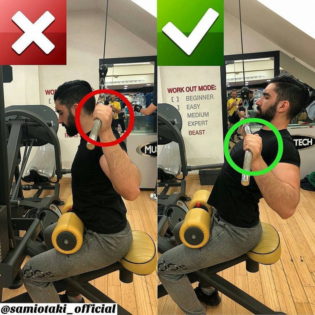 Back exercises | Thrust of the upper block